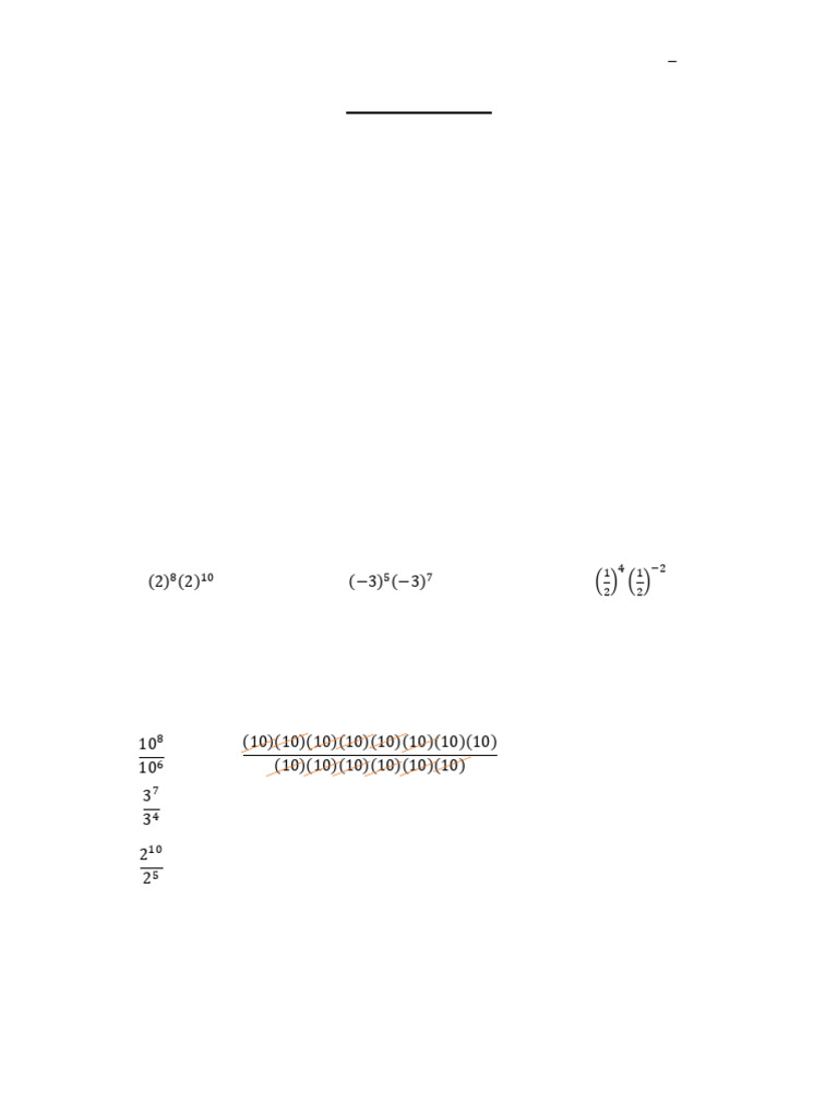 7 - Exponent Laws - Student Notes | PDF | Mathematics | Arithmetic
