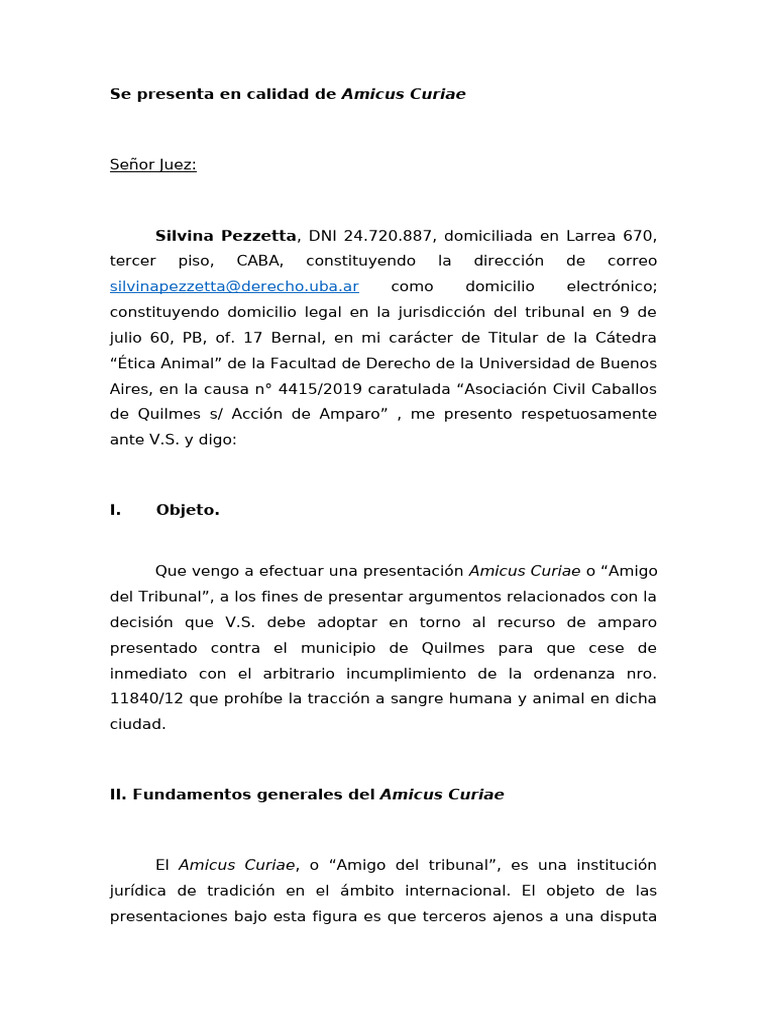 Amicus Curiae Equinos PS | PDF | Amicus Curiae | Humano