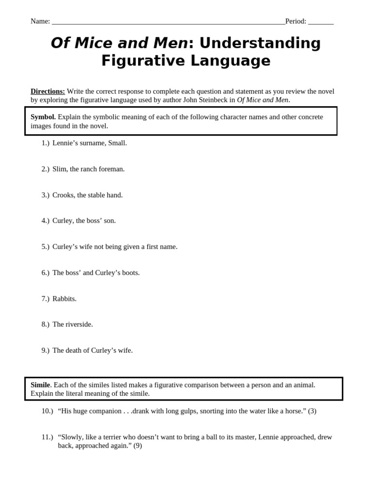 Of Mice and Men Firgurative Language | PDF