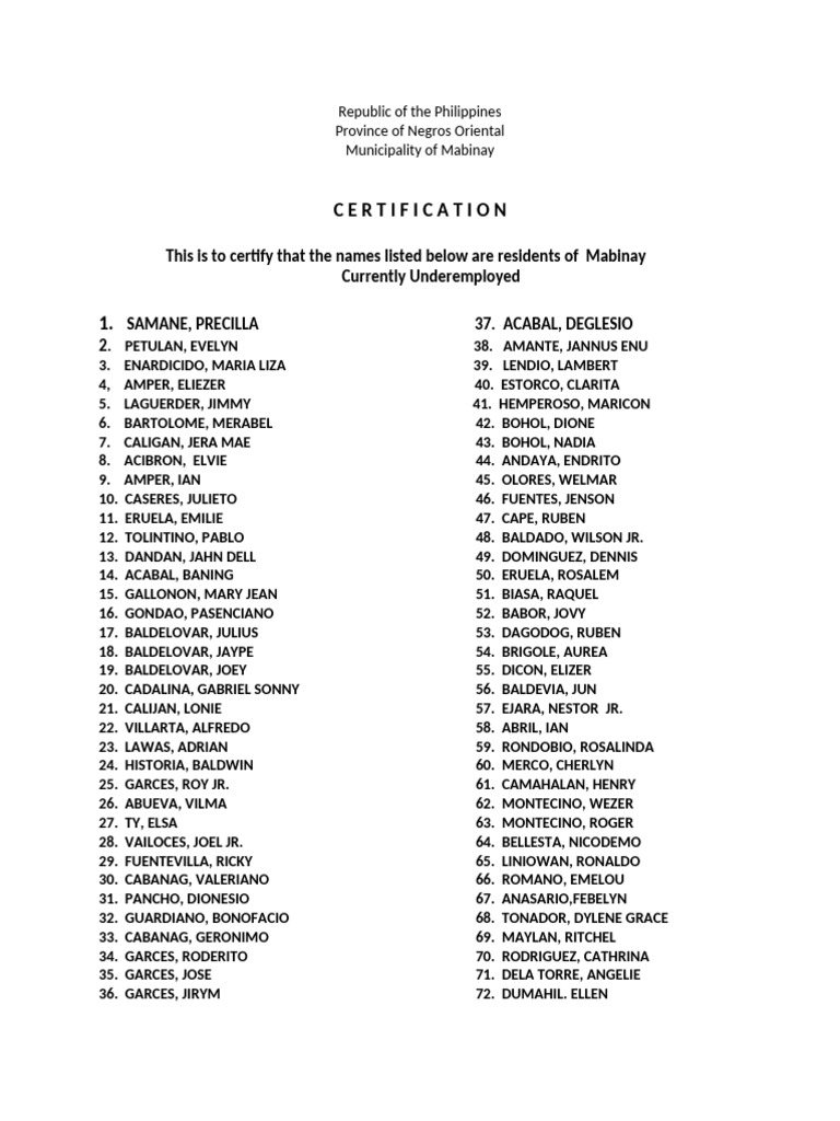 Certification For Dole | PDF