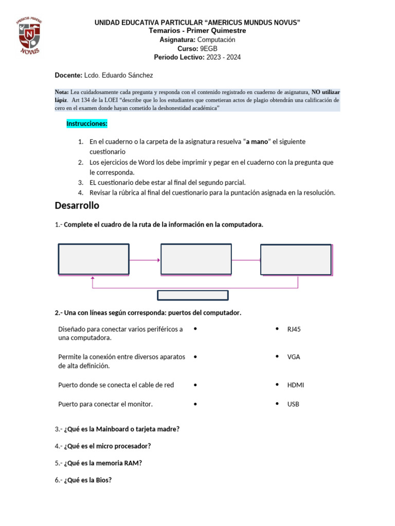 cuestionario_computaci_n_9EGB__1_ | PDF | Memoria USB | Hardware de la computadora