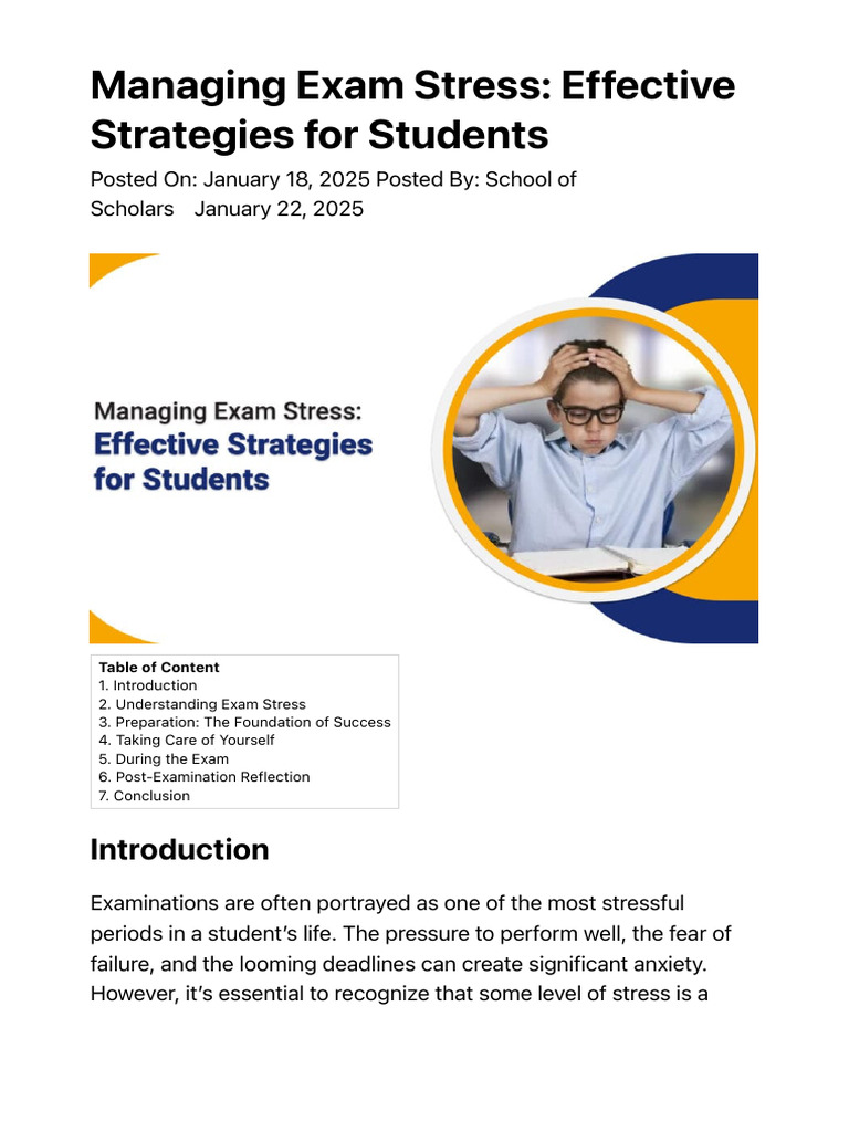 Managing Exam Stress- Effective Strategies for Students | PDF | Stress ...