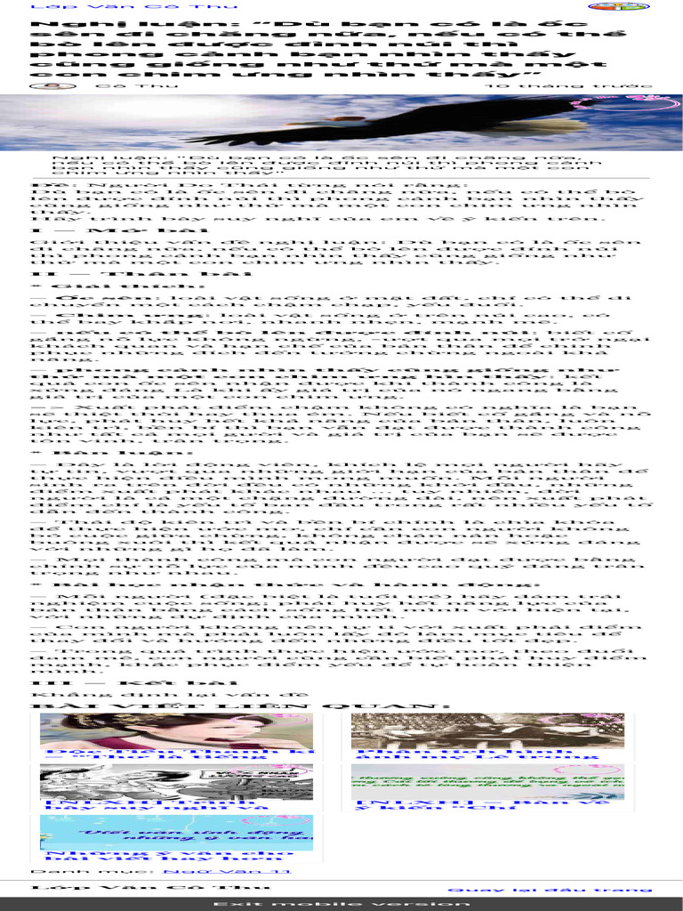 NGH Lu N: "Dù B N Có Là C Sên Ich NGN A, N U Có TH Bò Lên C NH Núi Thì Phong C NHB N Nhìn TH y C ...