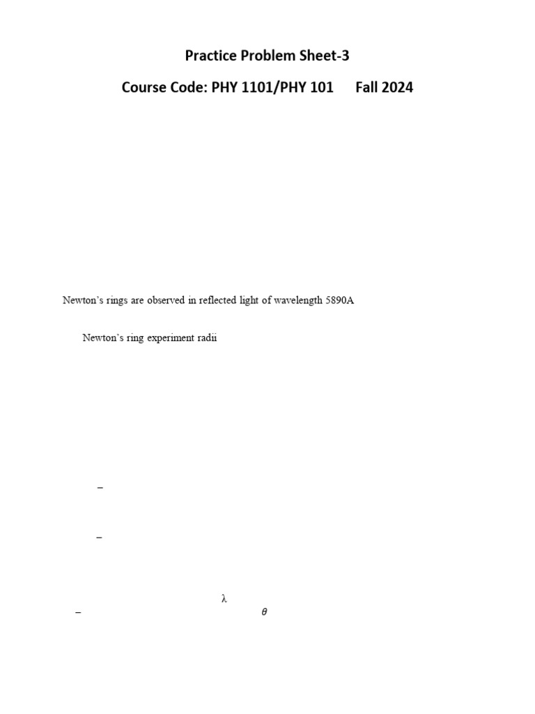 Practice Problem Sheet - 3 - Fall 24 - PHY 1101 | PDF | Physical Phenomena | Oscillation