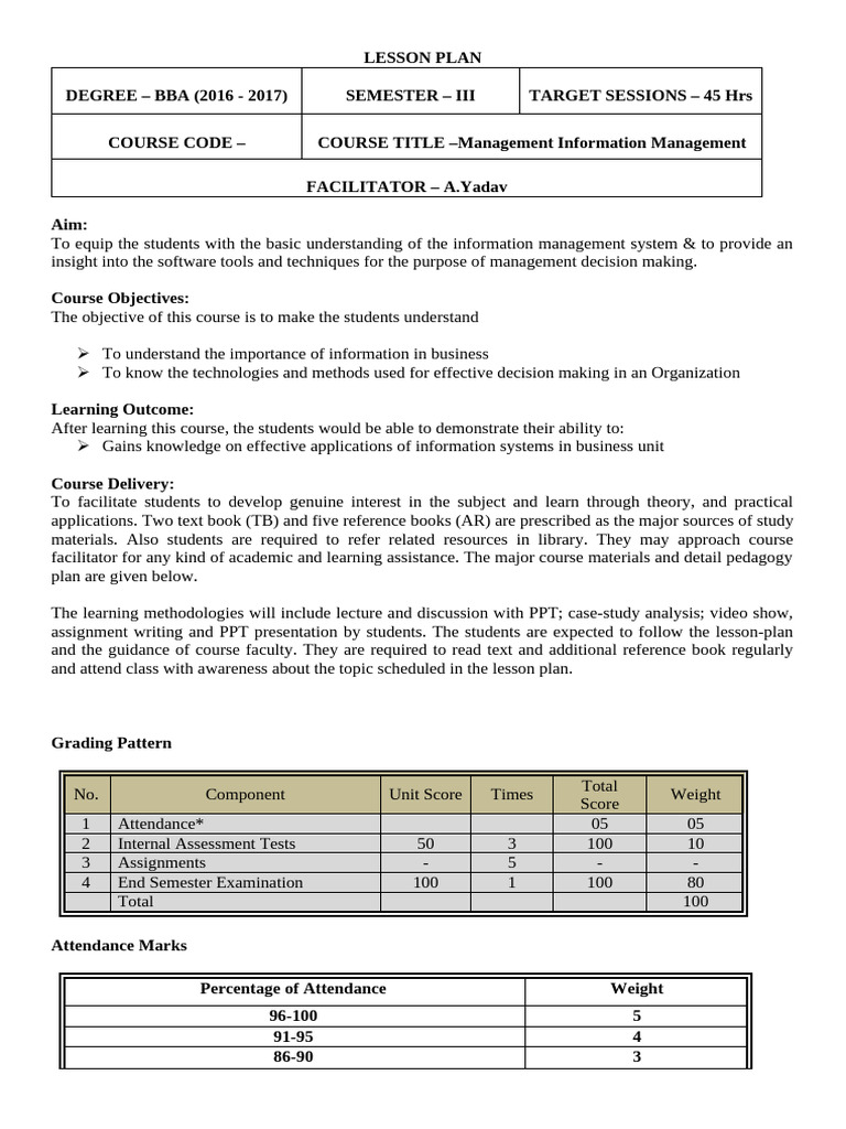 333885260-Lesson-Plan-MIS (1) | PDF | Databases | Lesson Plan
