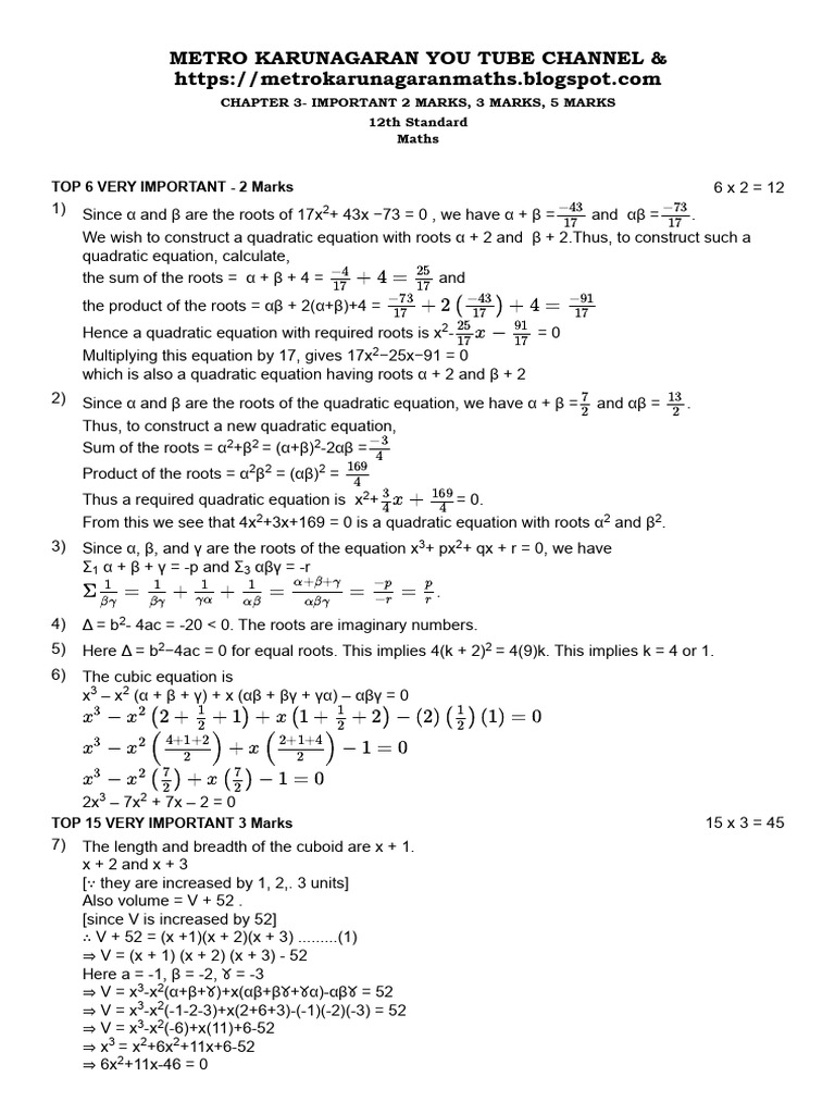 12 Chap3-Key 2,3,5 Imp Ques | PDF | Mathematics | Mathematical Objects
