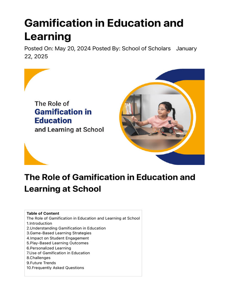 Gamification in Education and Learning | PDF | Learning | Teachers