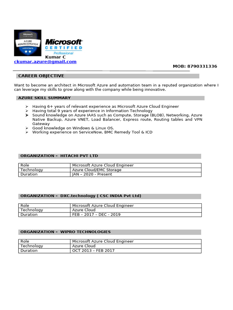 Kumar C Azure Updated Pdf Microsoft Azure System Software 3785