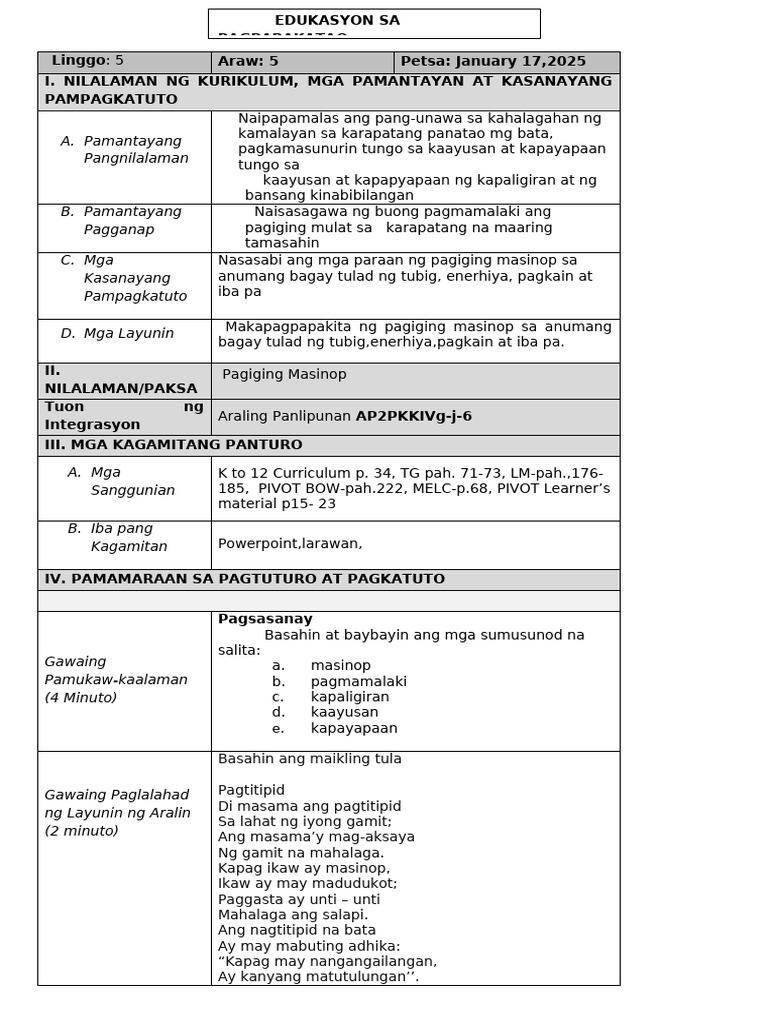 Esp q3 Week 5 Day 5 Cuf | PDF