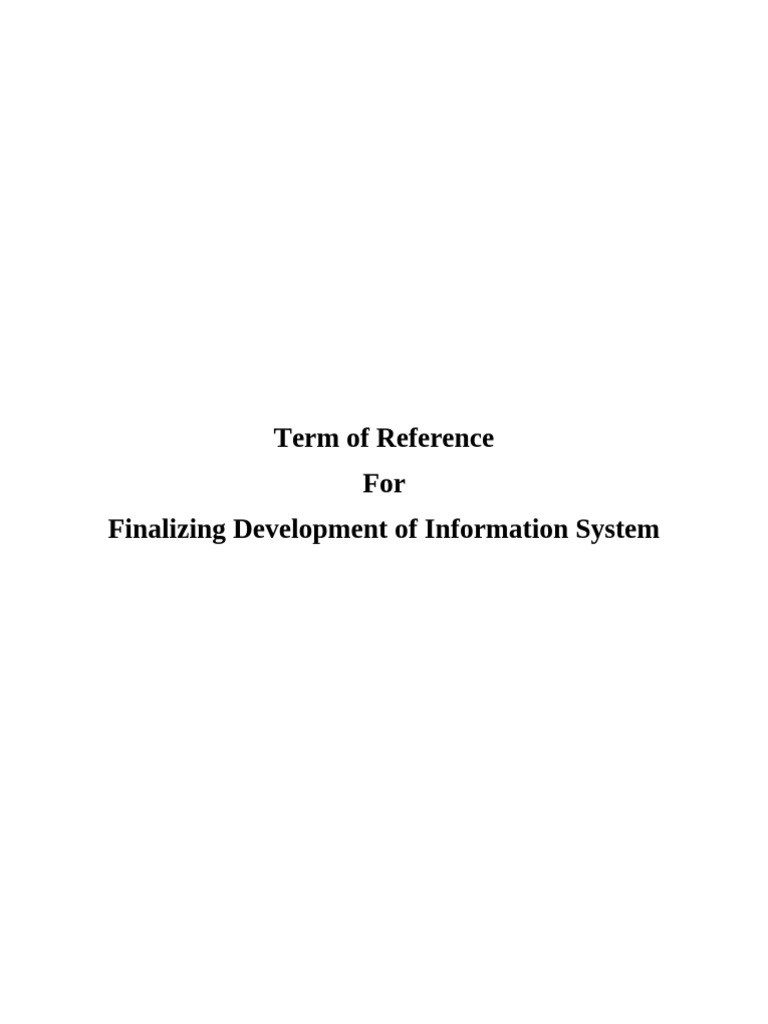 Term of Reference For Finalizing Develop | PDF | System | Unit Testing