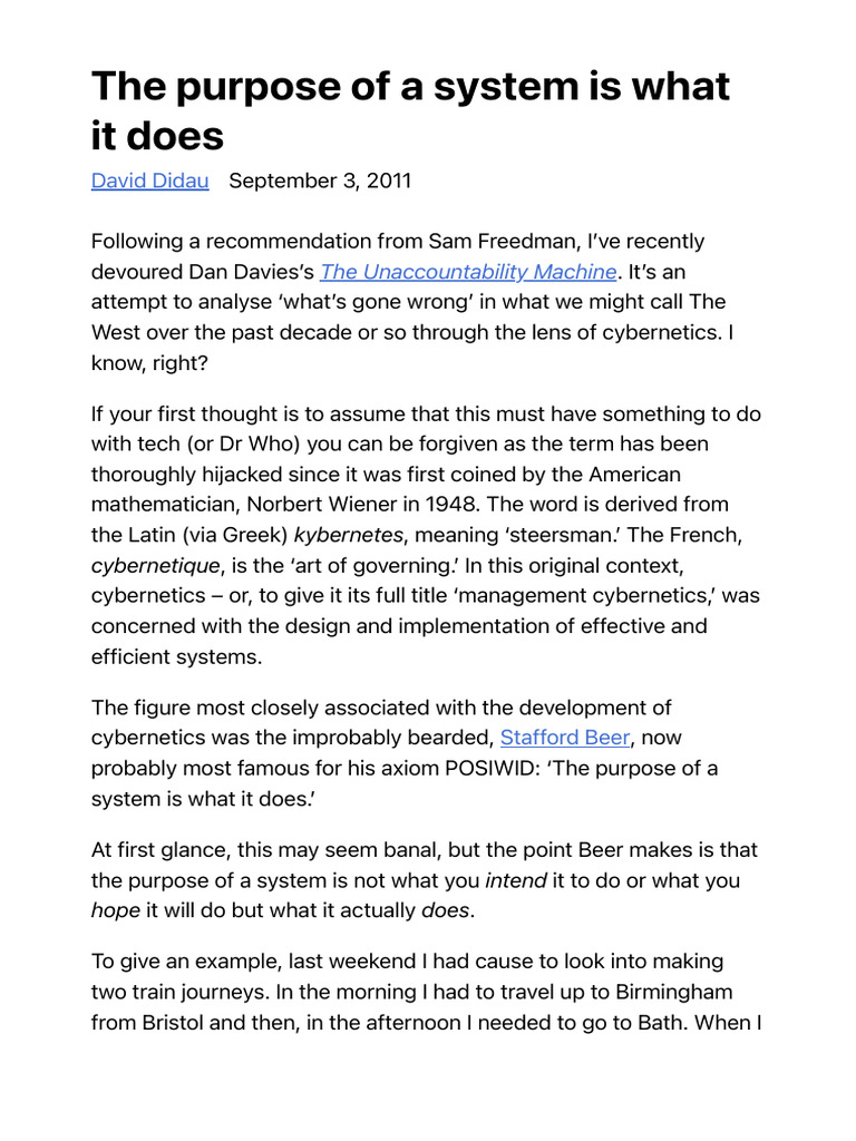 The Purpose of A System Is What It Does - David Didau | PDF | Risk ...