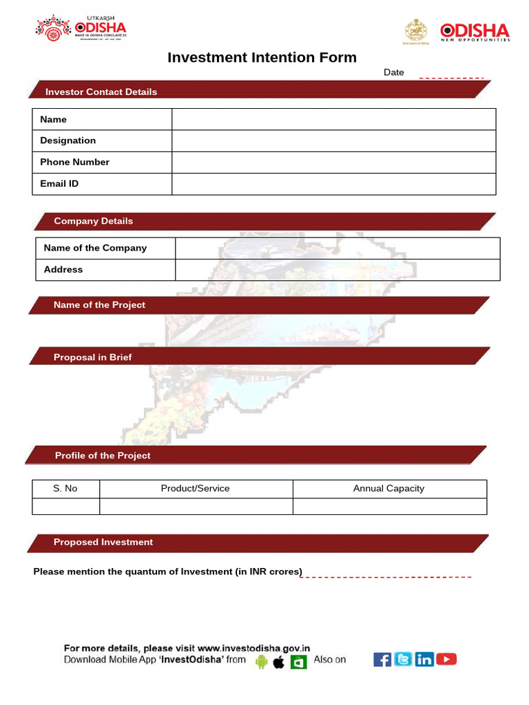 IIF Form Invest Odisha MIO 2025 | PDF
