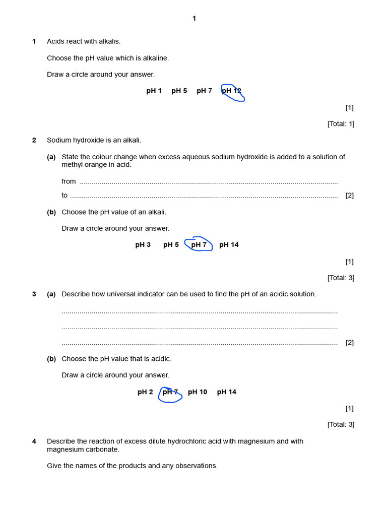 Acids Bases - Test Done Idk | PDF | Ph | Acid