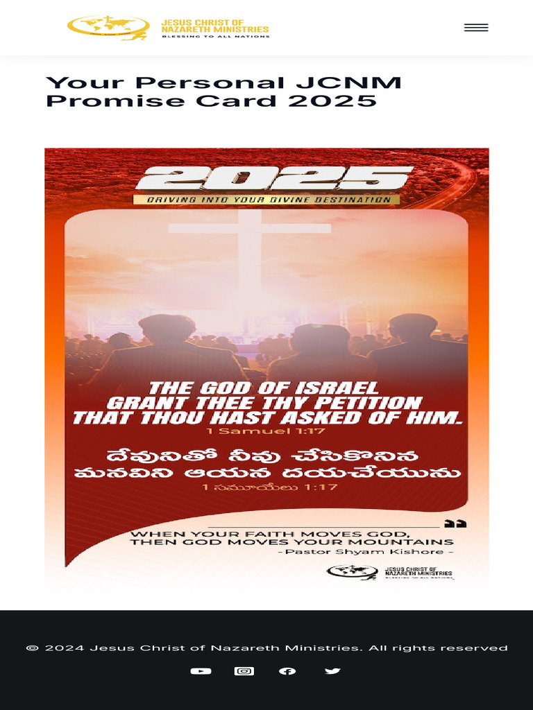 JCNM Promise Cards 2025 - Jesus Christ of Nazareth Ministries 6 | PDF