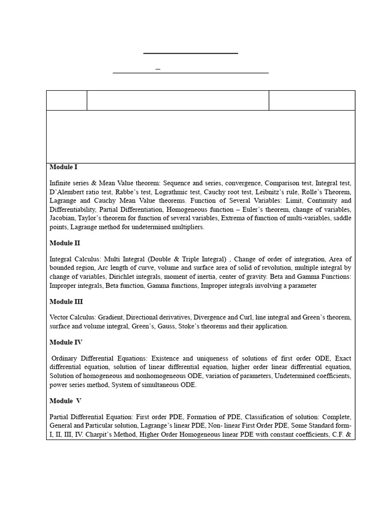1st Year Syllabus IIIT RANCHI (2024) | PDF | Partial Differential ...