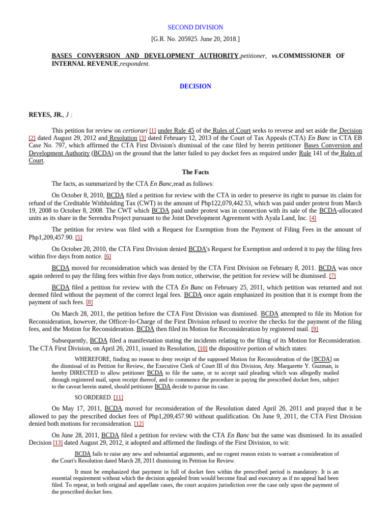 BCDA vs. CIR: Docket Fee Dispute | PDF | Surety | Indemnity