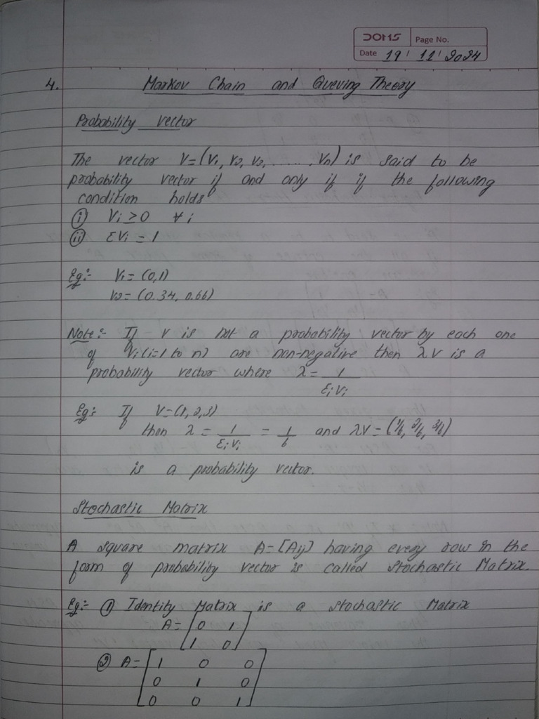 Maths 4th Unit Markov Chain and Queueing Theory | PDF