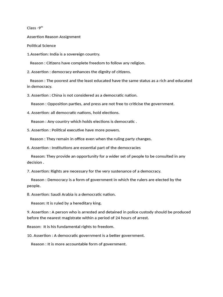 Pol .Science Class 9 | PDF