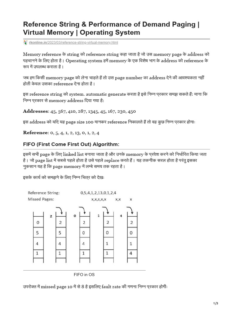 Reference String Amp Performance of Demand Paging Virtual Memory ...