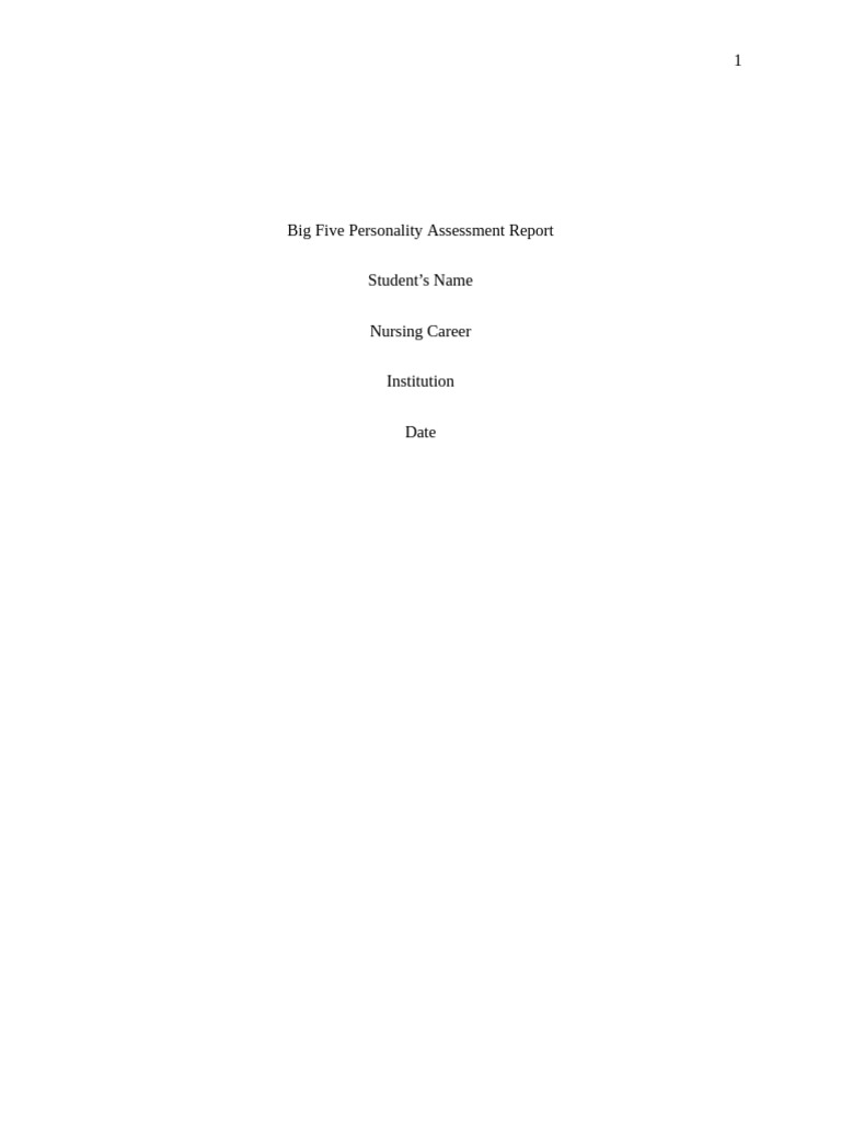 Big Five Personality Assessment Report | PDF | Leadership | Creativity
