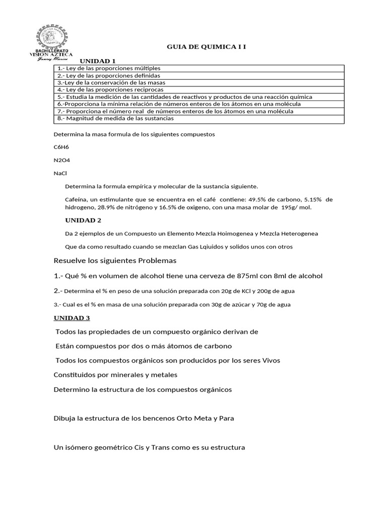 Guia De Quimica I I 2023 Pdf