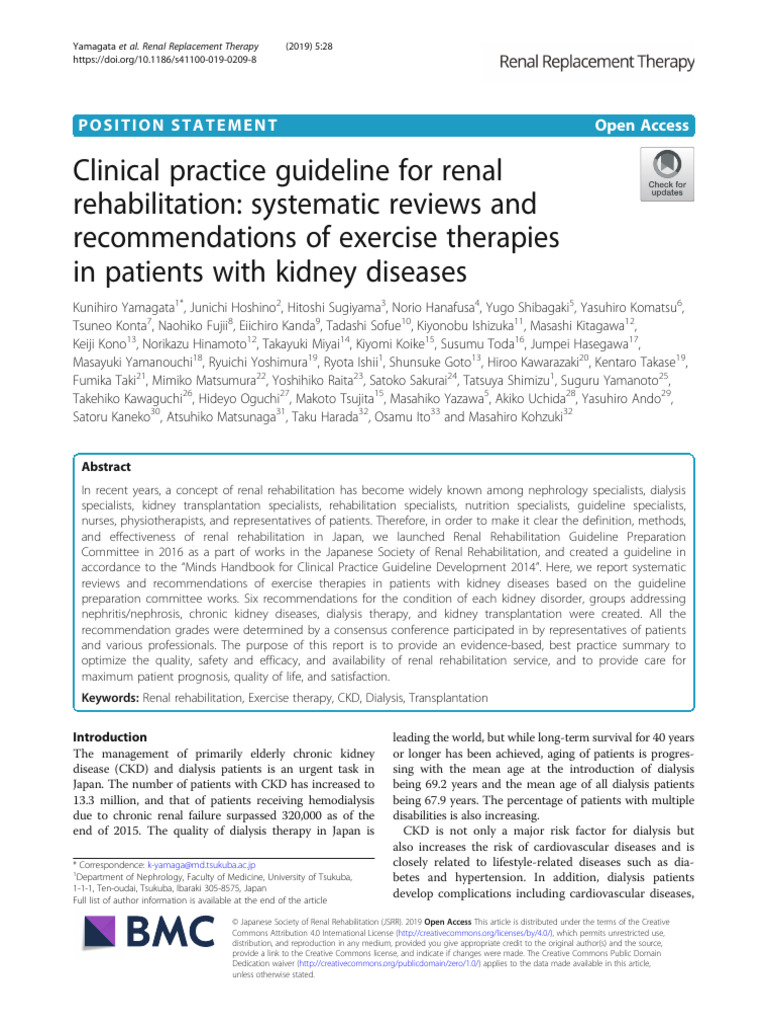 Clinical Practice Guideline For Renal Rehabilitation - Systematic ...