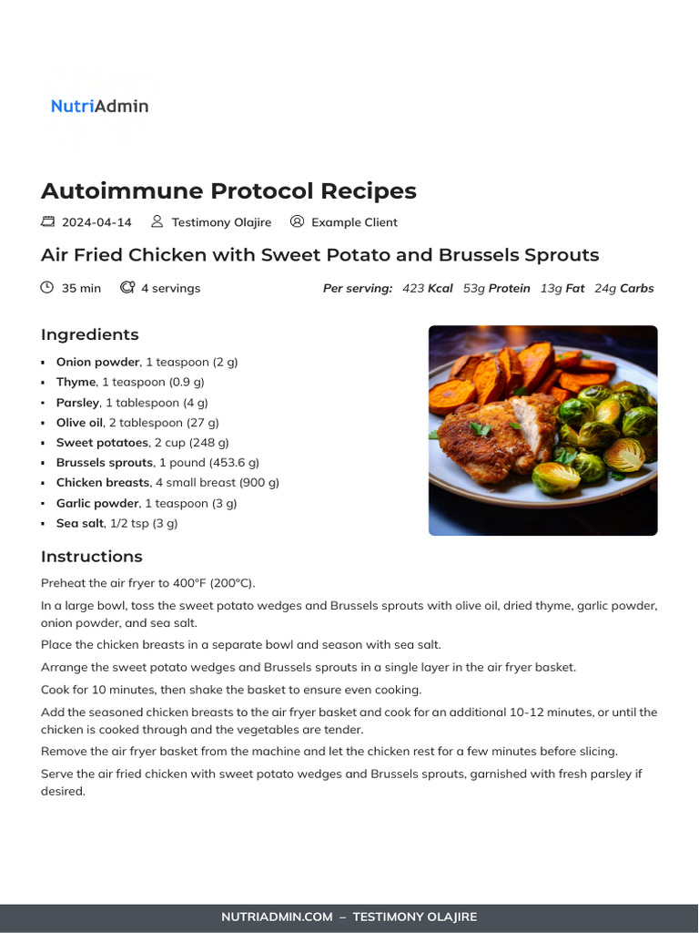 Autoimmune Protocol Meal Recipes | PDF | Teaspoon | Garlic