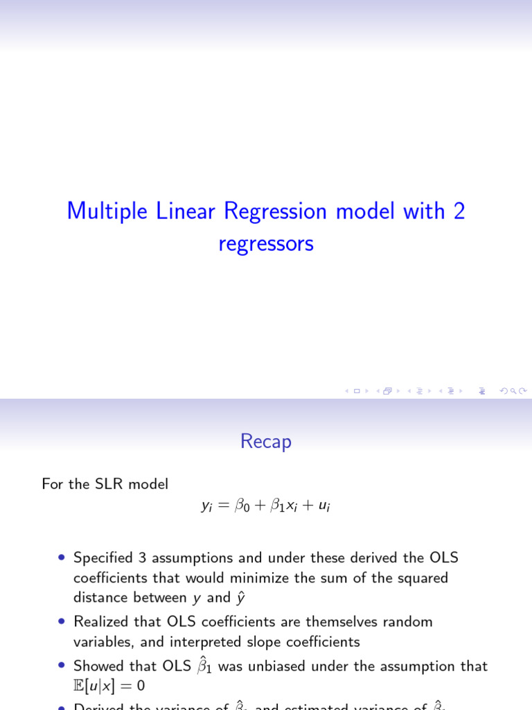 L4 MLR with 2 regressors | PDF | Ordinary Least Squares | Multivariate Statistics