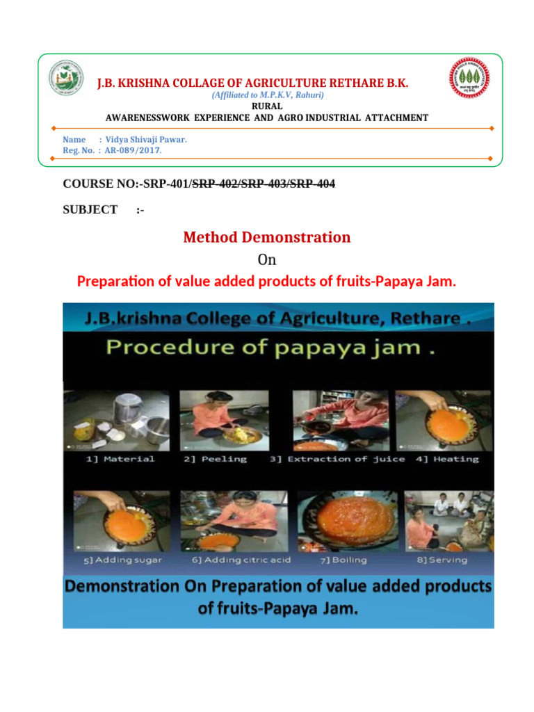 Papaya jam | PDF | Fruit Preserves | Food Ingredients
