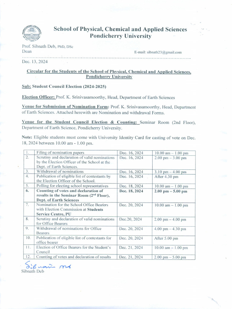 Notice For Students Council Election For SPCAS 2024-25 | PDF ...