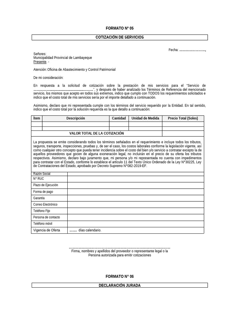 Formatos de Cotizacion | PDF | Regulación | Gobierno