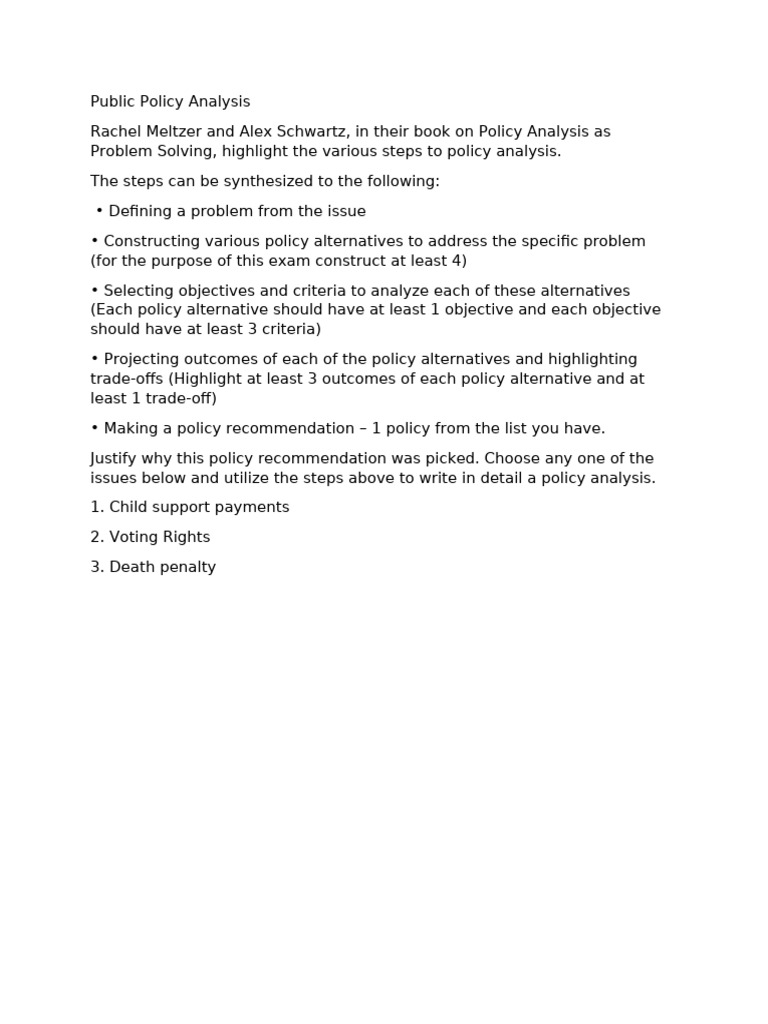 Steps in Public Policy Analysis | PDF