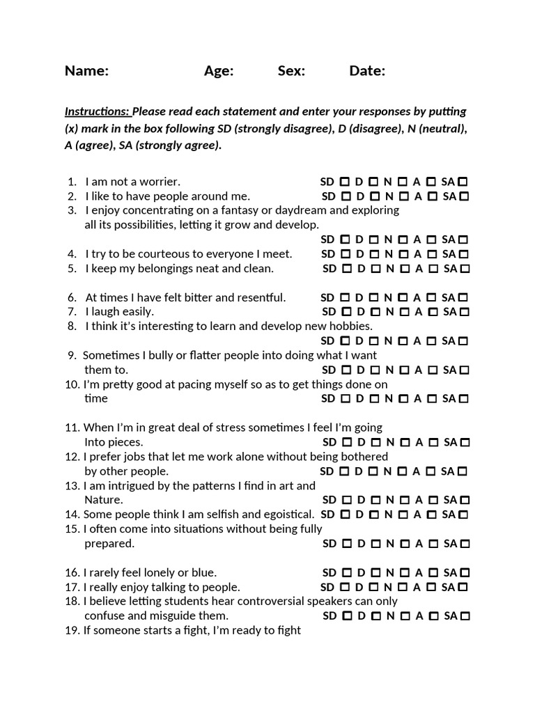 Neo - ffi | PDF | Emotions | Psychological Concepts