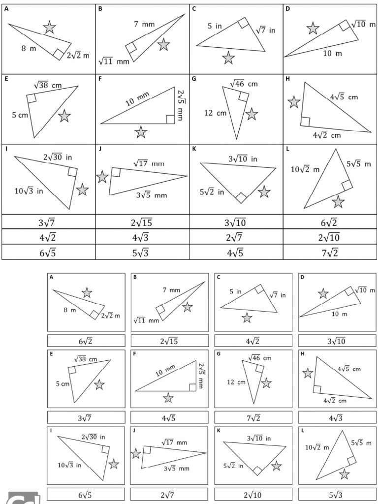 Surd Rules With Pythagoras Card Match Standard | PDF