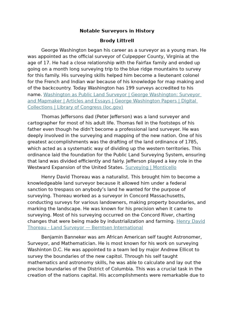 Notable Surveyors in History | PDF | Surveying | Lewis And Clark Expedition