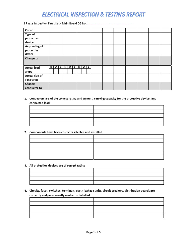3 Phase Inspection Fault List | PDF | Power (Physics) | Manufactured Goods