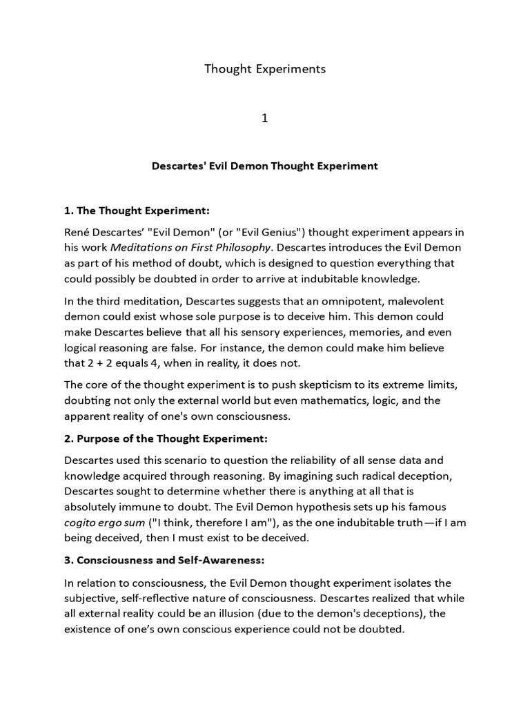 Thought Experiments | PDF | Qualia | Consciousness