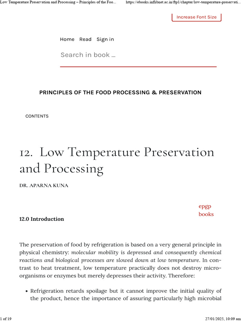 Low Temperature Preservation and Processing - Principles of The Food Processing & Preservation ...