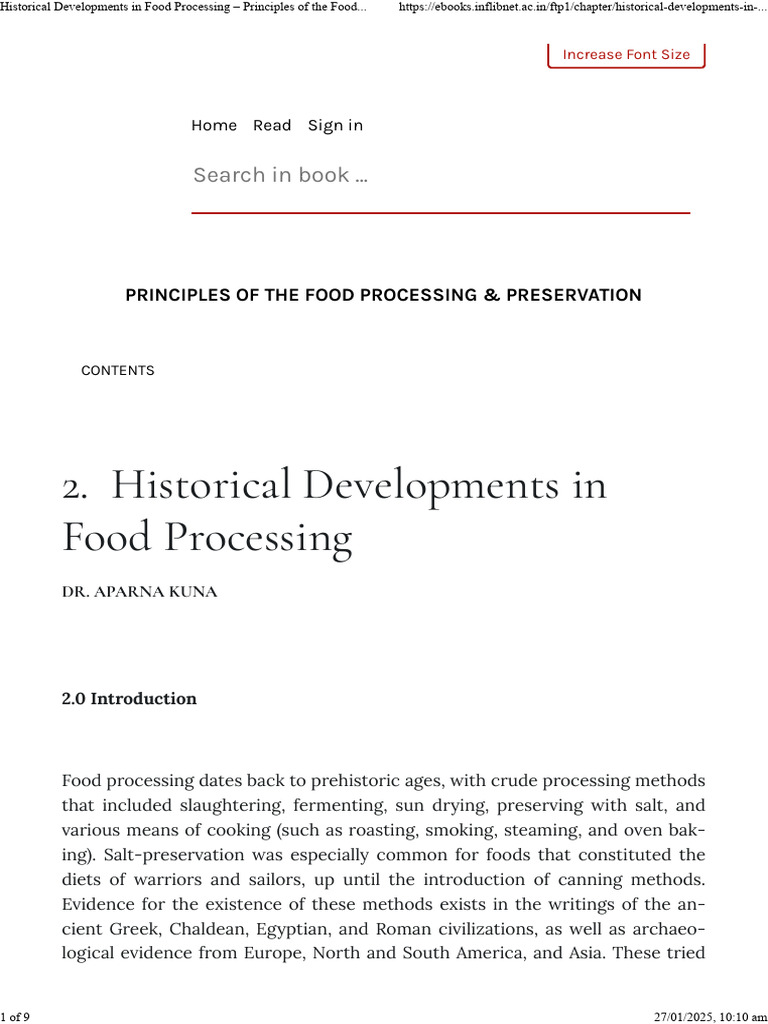 Historical Developments in Food Processing – Principles of the Food ...