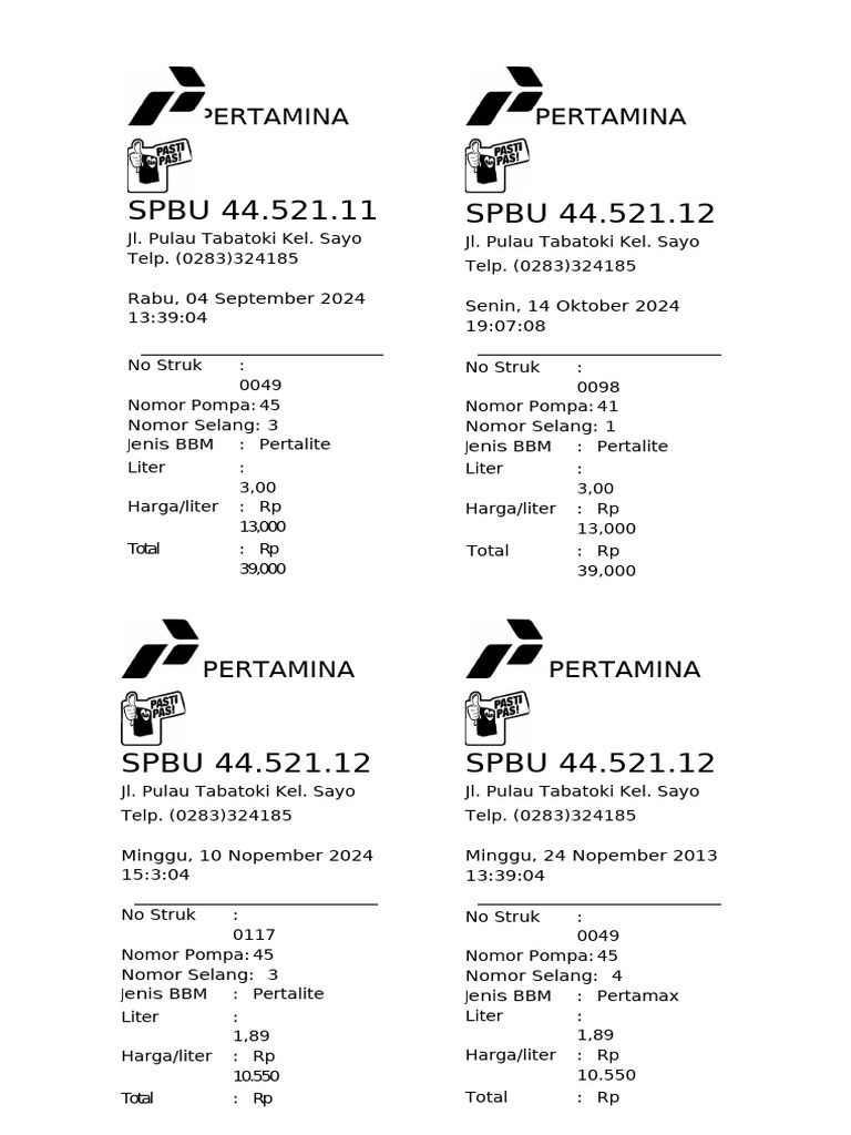 Struk Bensin Editan | PDF