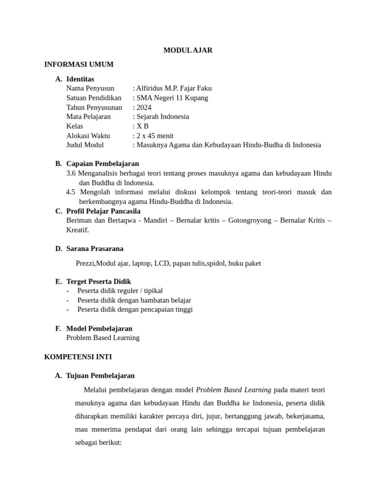 MODUL AJAR Fajar Fix - ACC - Penguji Pak Andreas Ande | PDF