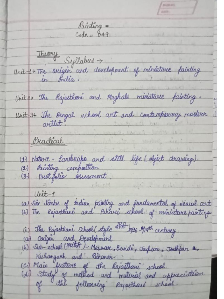 Painting Notes Class 12 | PDF