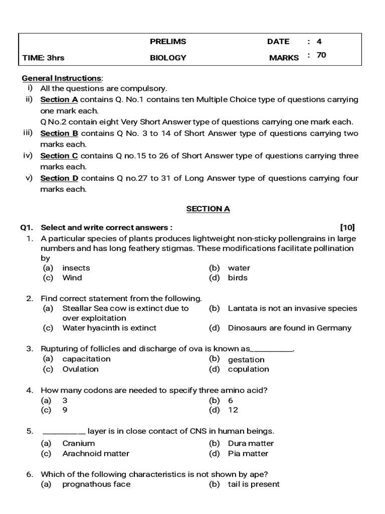 Grade 12.prelims BIO .Docx - 2024-25 | PDF | Seed | Pituitary Gland