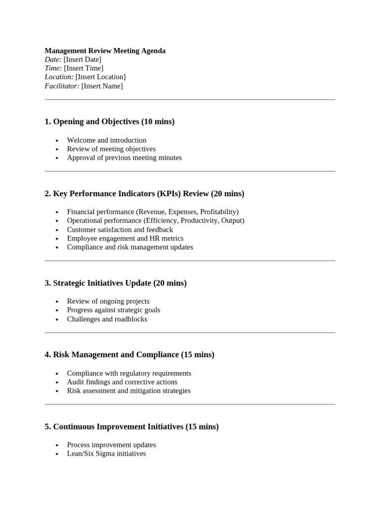 Management Review Meeting. | PDF