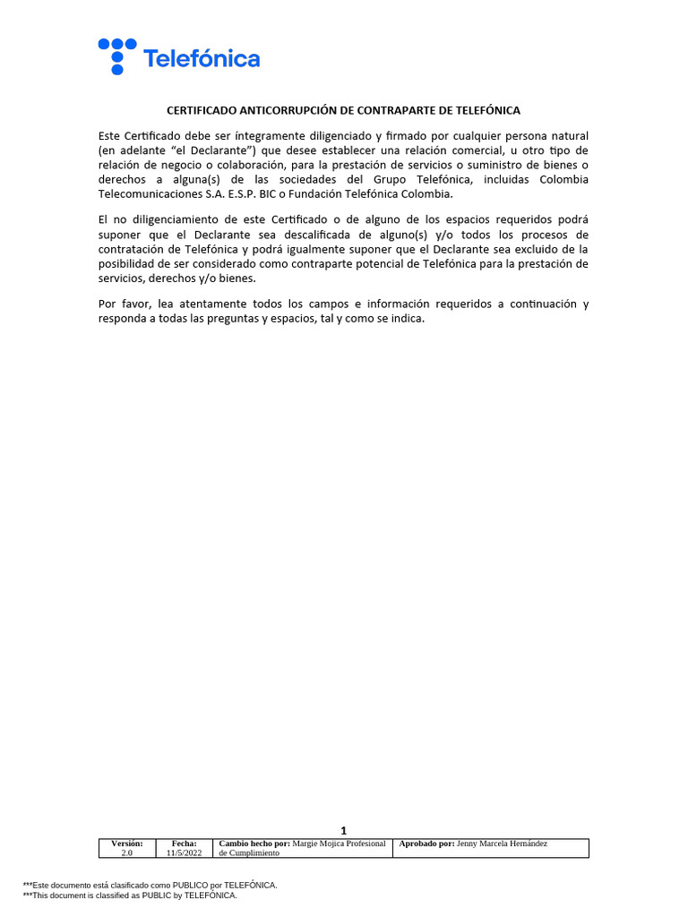 Certificado Anticorrupción Persona Natural V 2 Pdf Corrupción