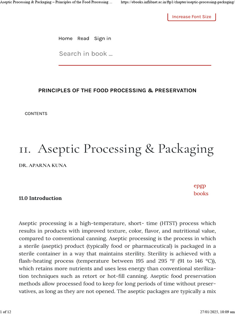 Aseptic Processing & Packaging - Principles of The Food Processing & Preservation | PDF ...