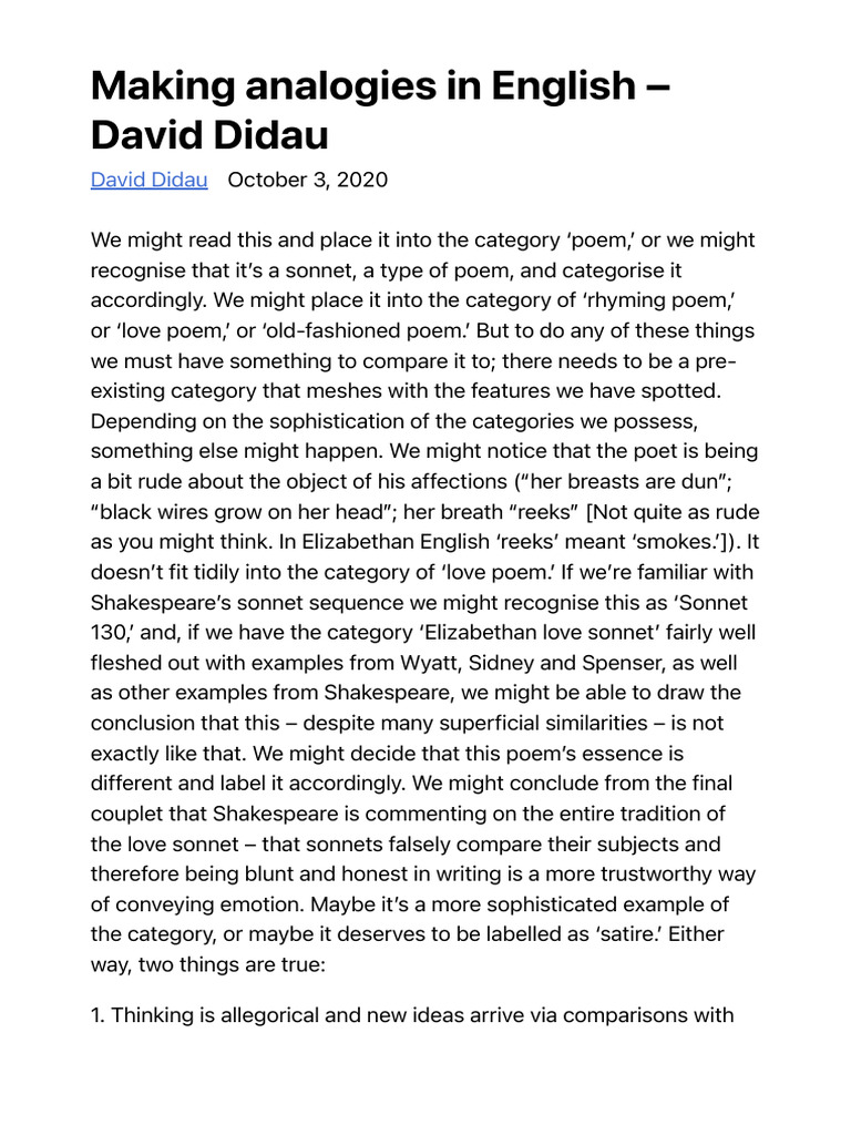 Making Analogies in English - David Didau | PDF