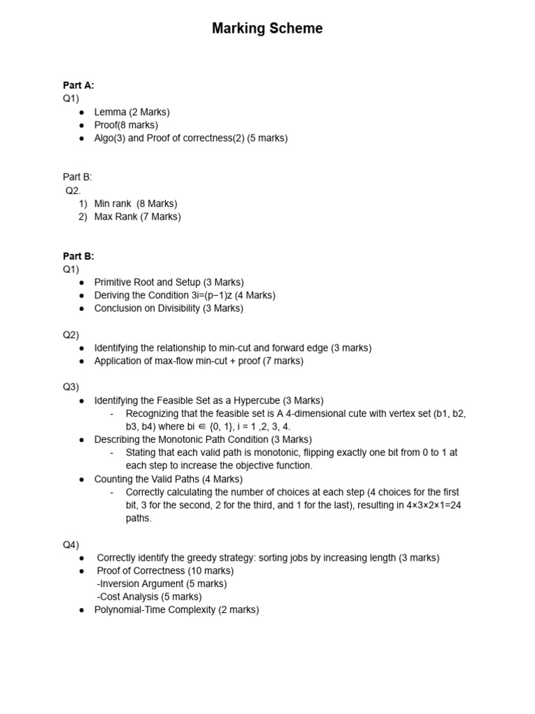 Comprehensive Marking Scheme Breakdown | PDF