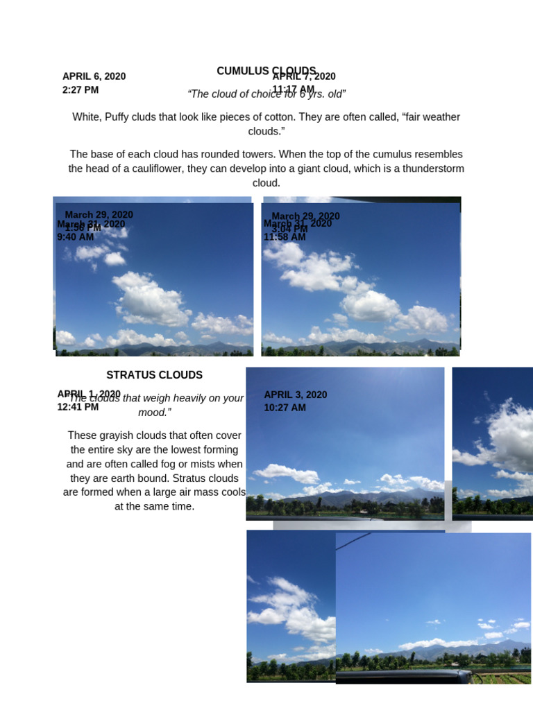 Types of Clouds and Their Characteristics | PDF | Cloud | Atmospheric ...