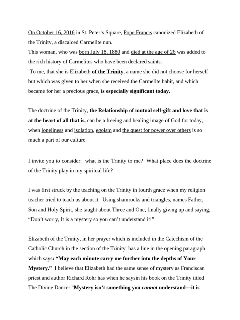 Elizabeth of the Trinity Notes, Barbara | PDF | Trinity | God The Father